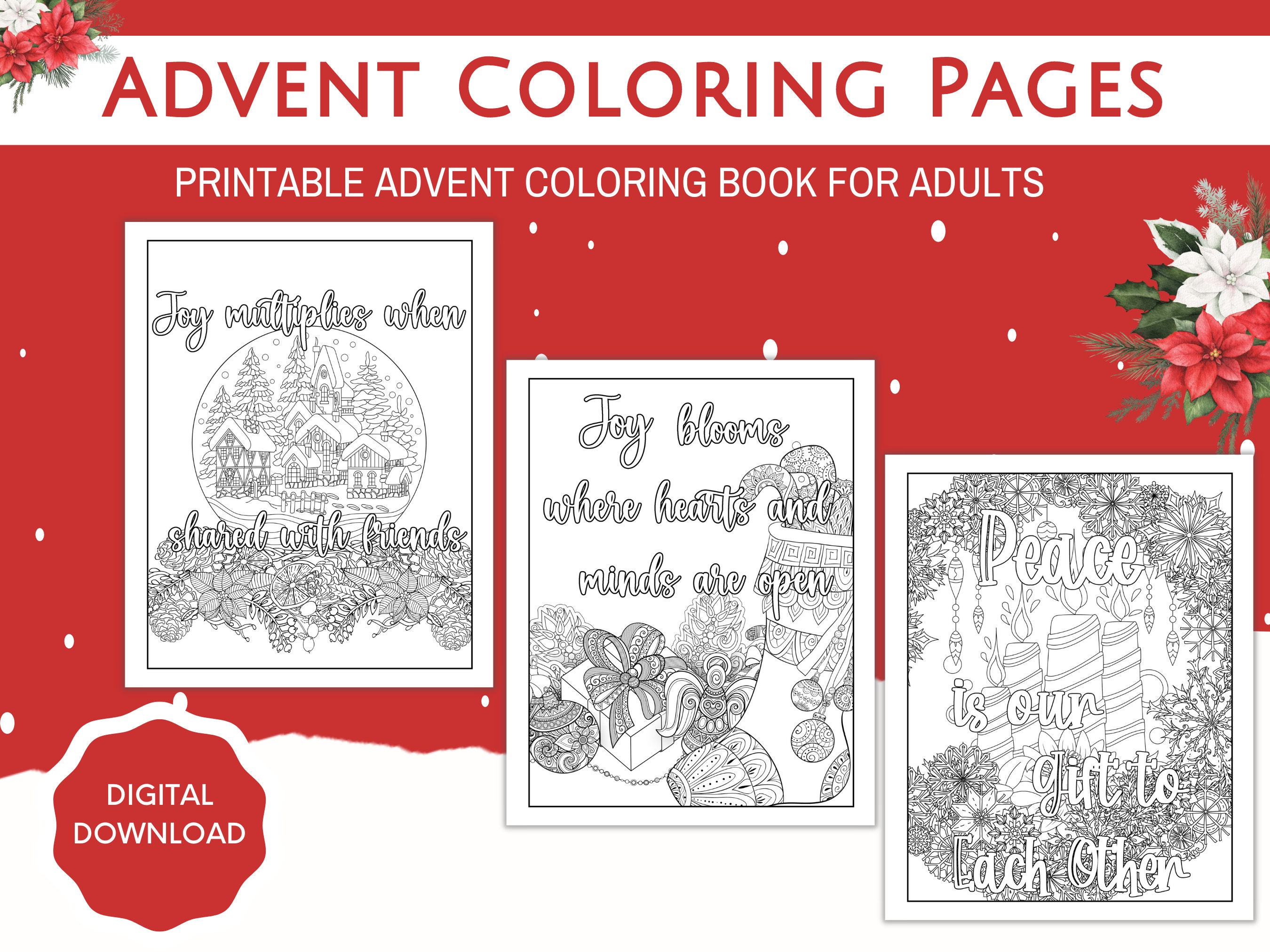 Printable Advent Calendar, Christmas Coloring Book, Christmas Coloring ...