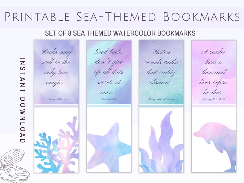 Printable Bookmarks With Inspirational Quotes | Landscapes Bookmark Set ...