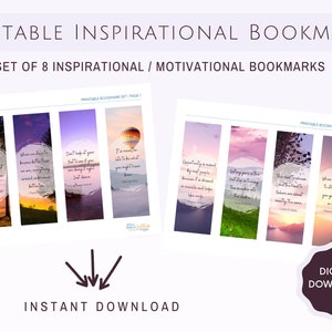 Printable Bookmarks With Inspirational Quotes | Landscapes Bookmark Set ...