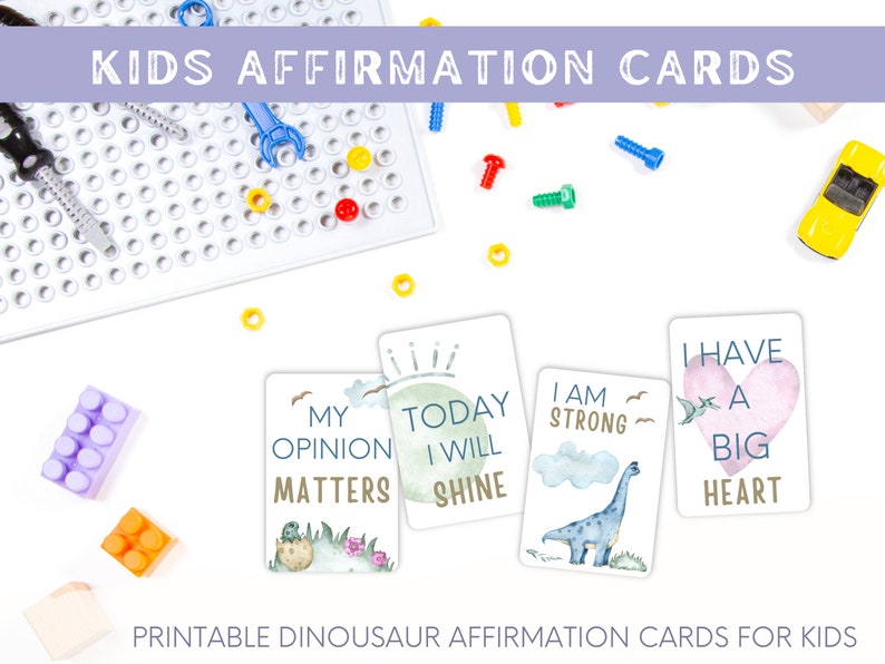 Printable Affirmation Cards for Kids, Dinosaur, Kids Affirmation Cards ...