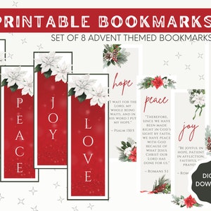 Printable Bookmarks Advent Theme Advent Bookmark Set - Etsy