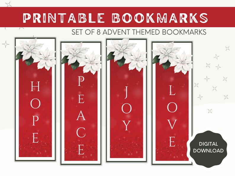 Printable Bookmarks Advent Theme Advent Bookmark Set - Etsy