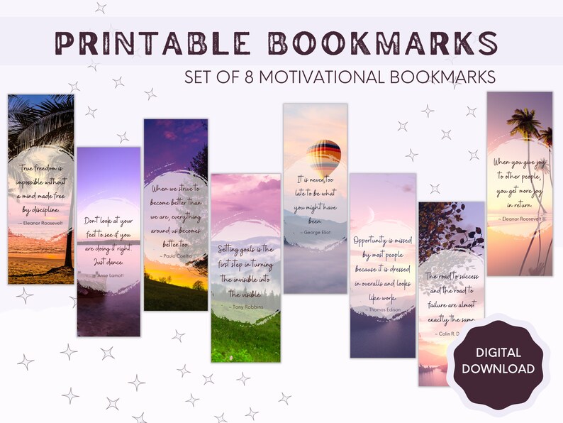 Printable Bookmarks With Inspirational Quotes Landscapes - Etsy
