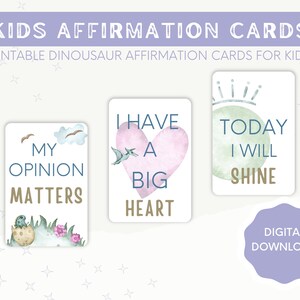 Printable Affirmation Cards for Kids, Dinosaur, Kids Affirmation Cards ...