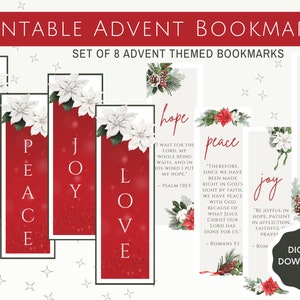 Printable Bookmarks Advent Theme | Advent Bookmark Set | Christian ...