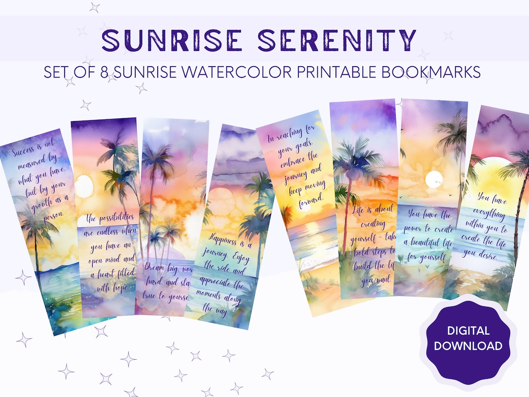 Watercolor Bookmarks Printable Bookmarks Beach Bookmark - Etsy