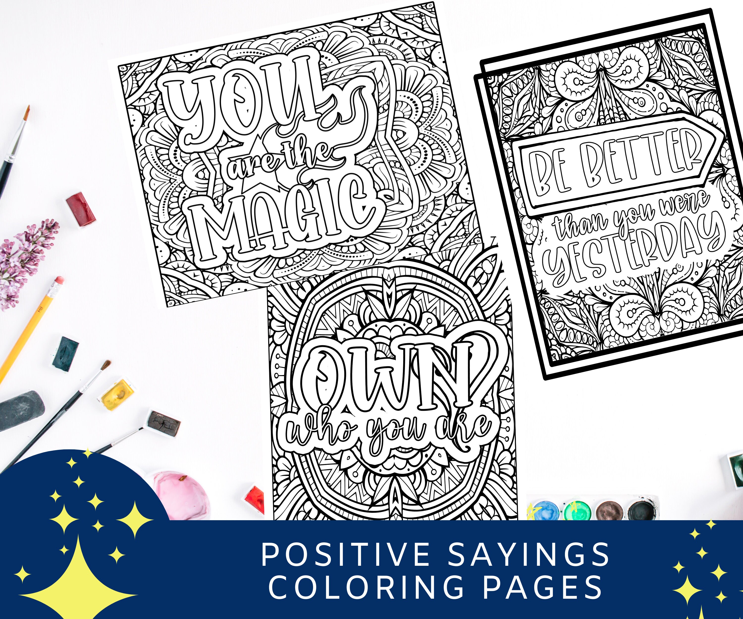 3 Printable Positive Quotes Coloring Pages | Coloring Books | Quotes ...