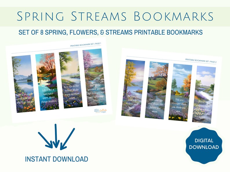 Printable Bookmarks | Gifts for Mom | Spring Bookmark Set | Flowers ...