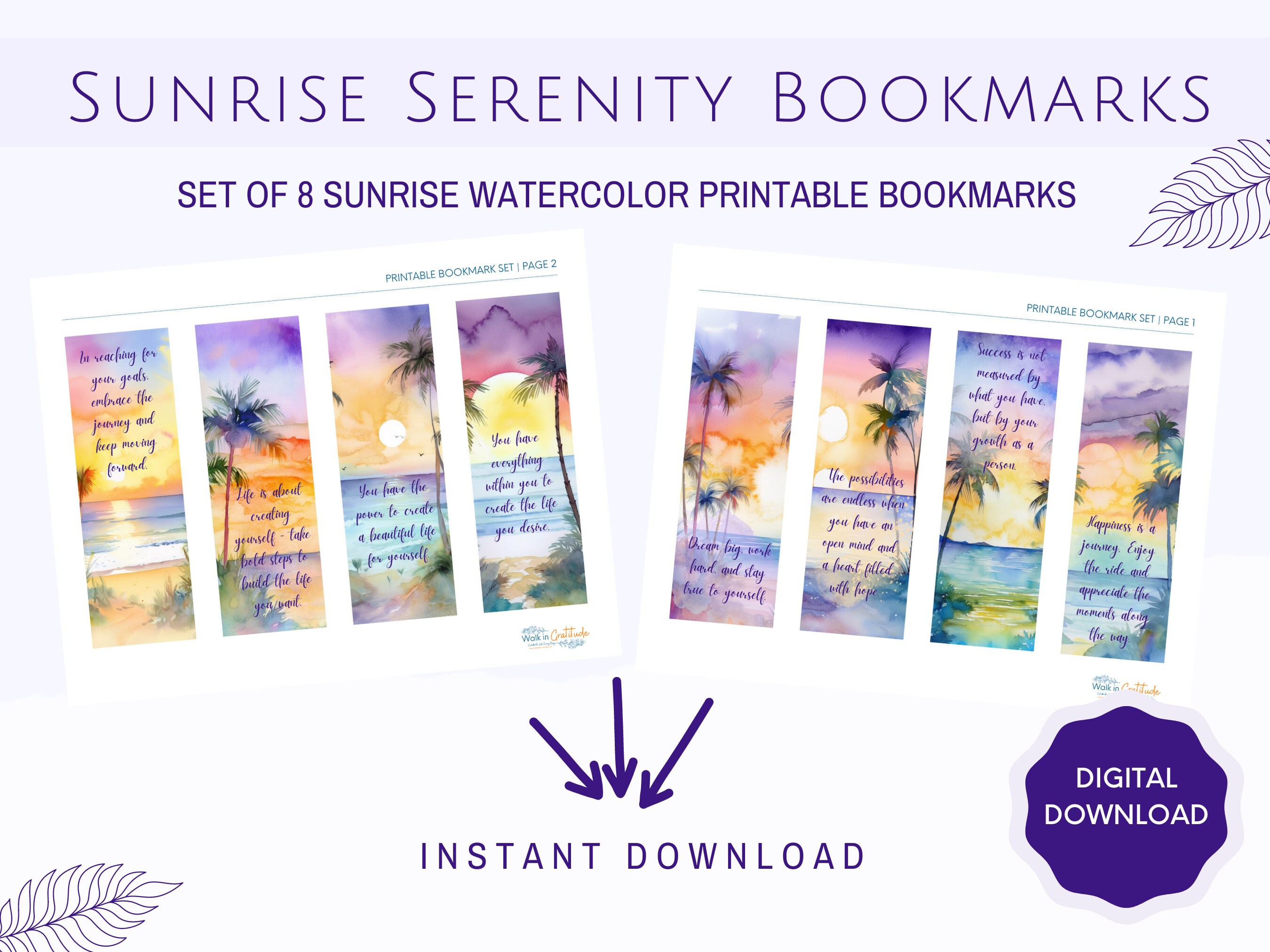 Watercolor Bookmarks | Printable Bookmarks | Beach | Bookmark Set ...