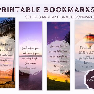 Printable Bookmarks With Inspirational Quotes Landscapes - Etsy
