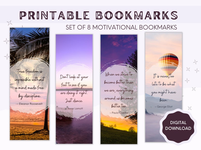 Printable Bookmarks With Inspirational Quotes Landscapes - Etsy