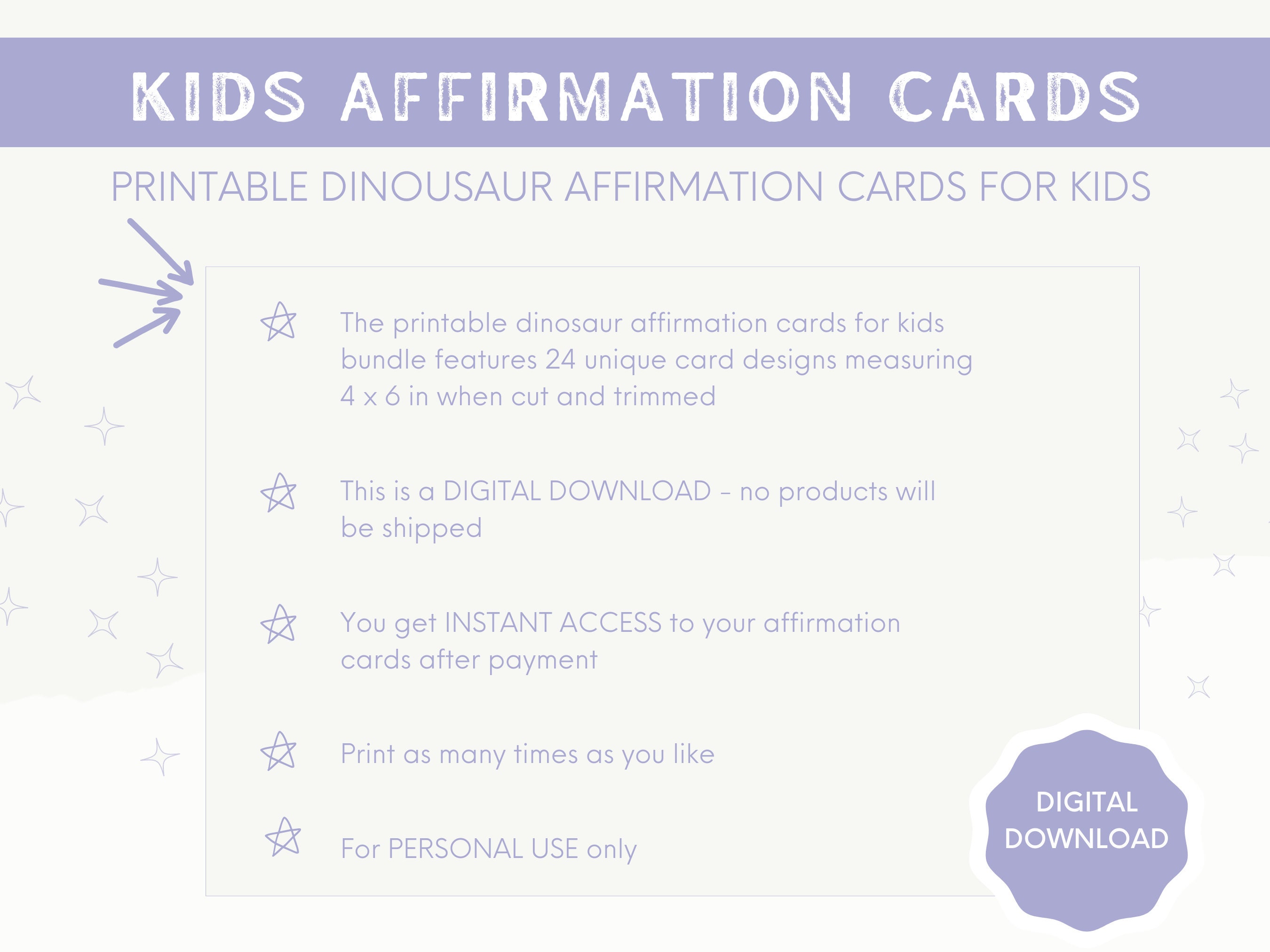 Printable Affirmation Cards for Kids, Dinosaur, Kids Affirmation Cards ...