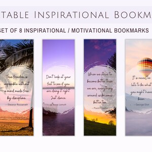 Printable Bookmarks With Inspirational Quotes | Landscapes Bookmark Set ...