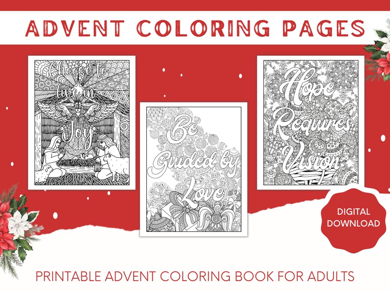 Printable Advent Calendar Christmas Coloring Book Christmas - Etsy
