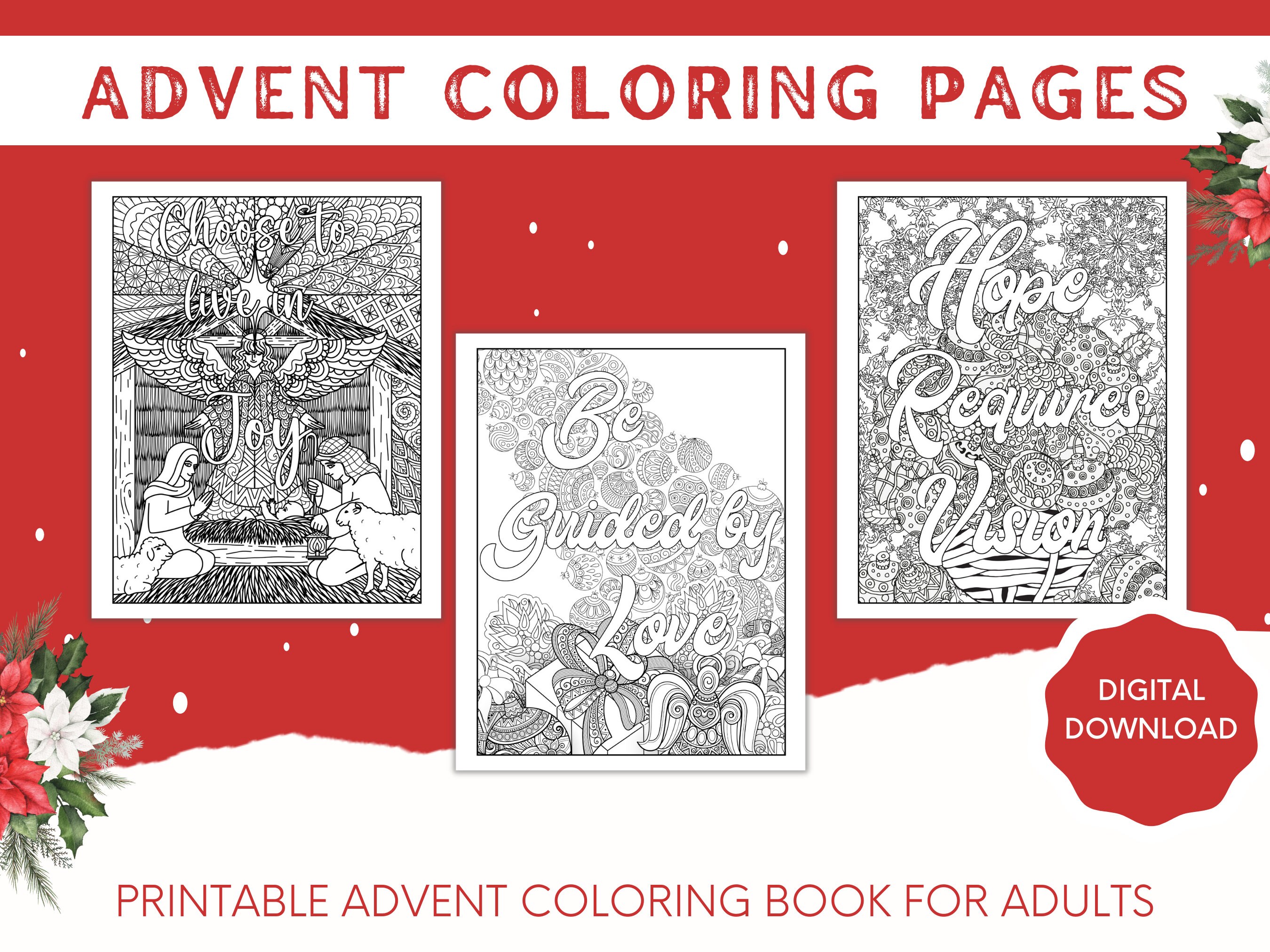 Printable Advent Calendar Christmas Coloring Book Christmas - Etsy