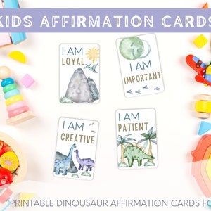 Printable Affirmation Cards for Kids, Dinosaur, Kids Affirmation Cards ...