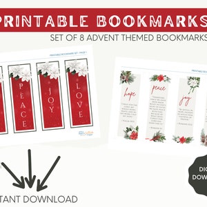 Printable Bookmarks Advent Theme Advent Bookmark Set - Etsy