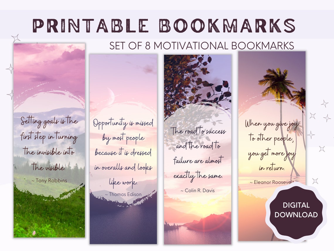Printable Bookmarks With Inspirational Quotes Landscapes - Etsy