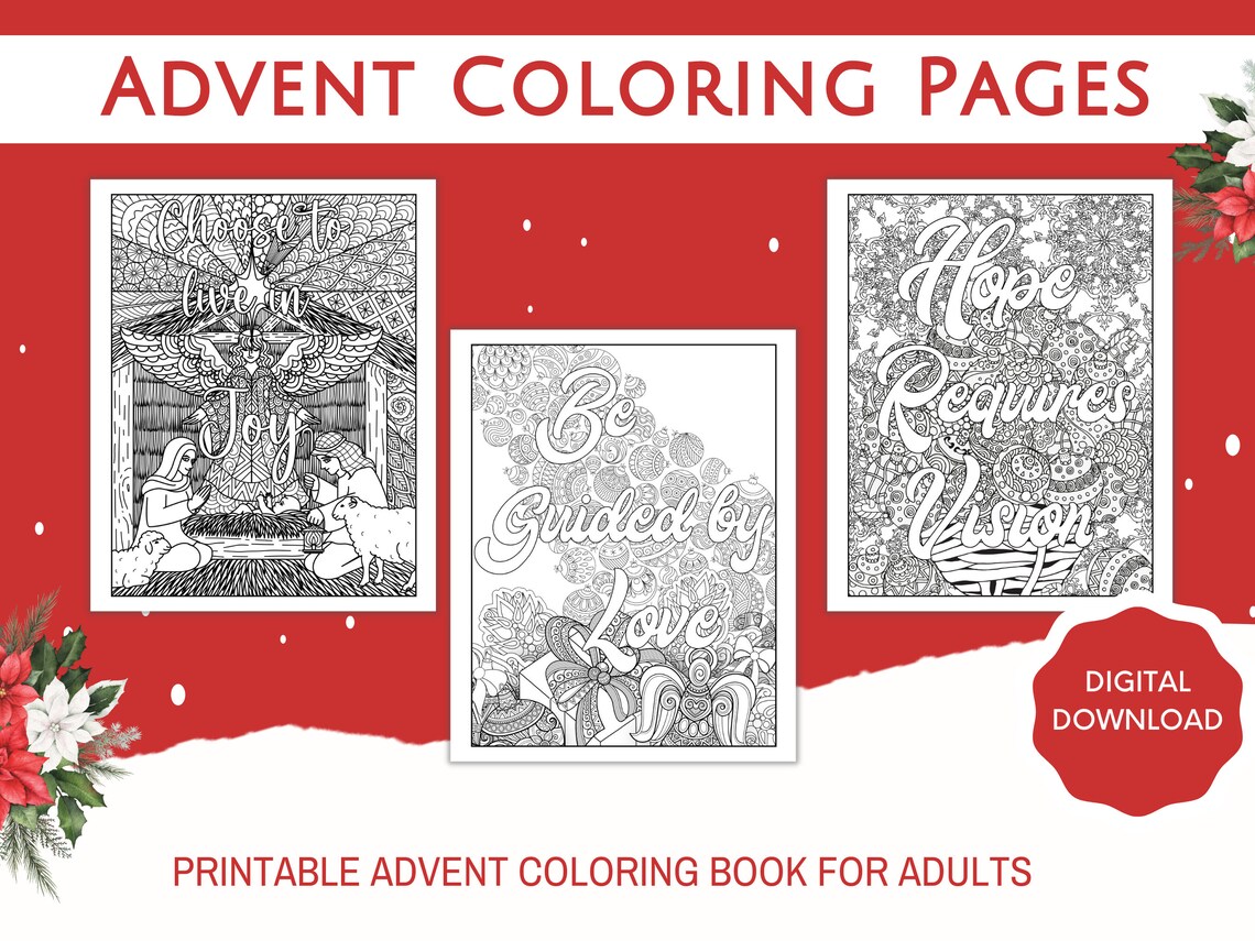 Printable Advent Calendar, Christmas Coloring Book, Christmas Coloring ...