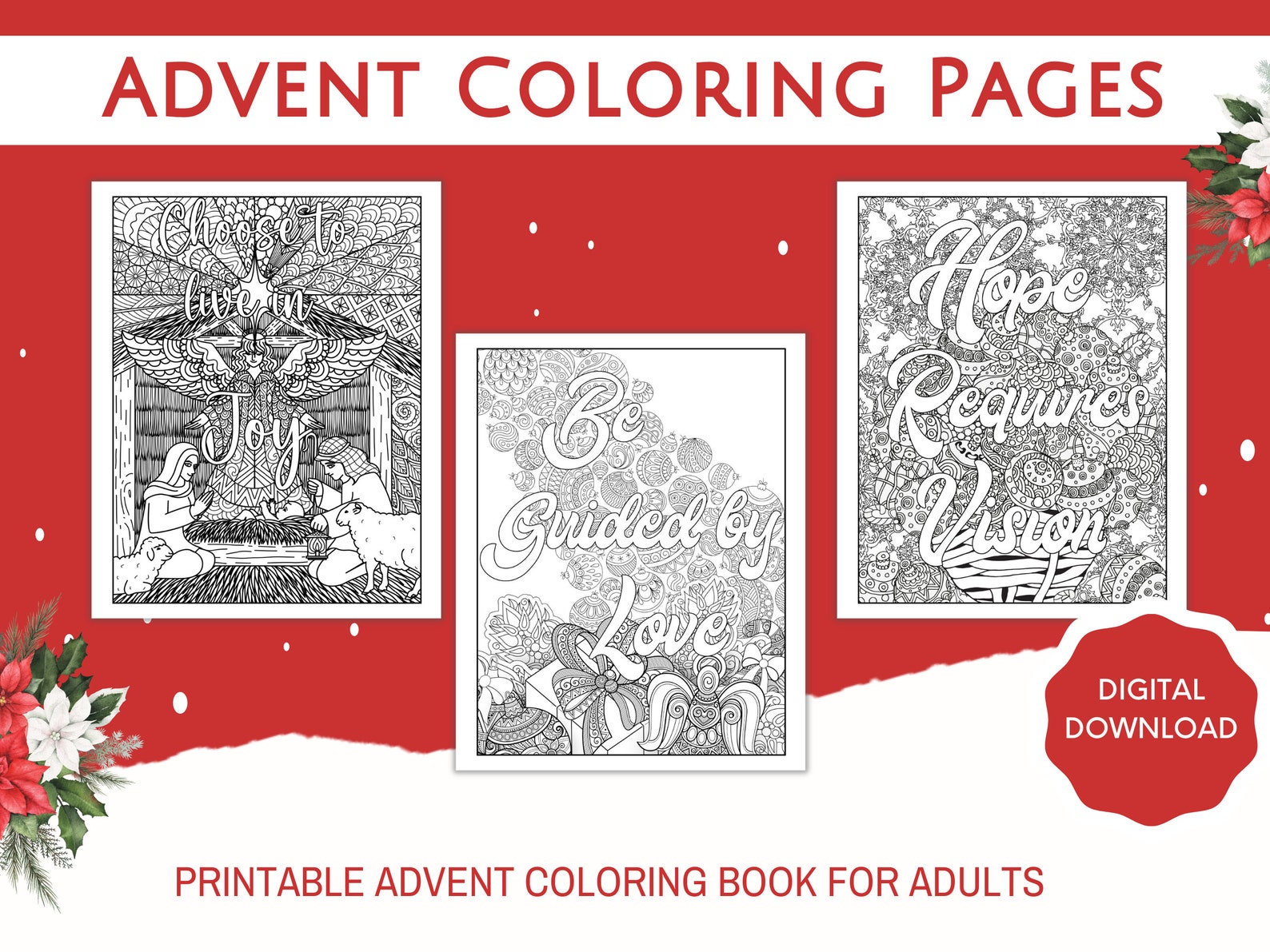 Printable Advent Calendar, Christmas Coloring Book, Christmas Coloring ...