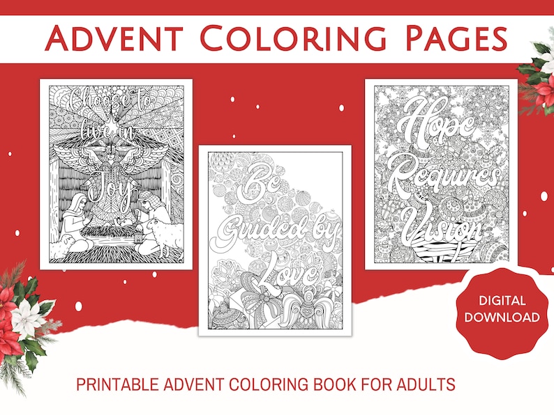 Printable Advent Calendar, Christmas Coloring Book, Christmas Coloring ...