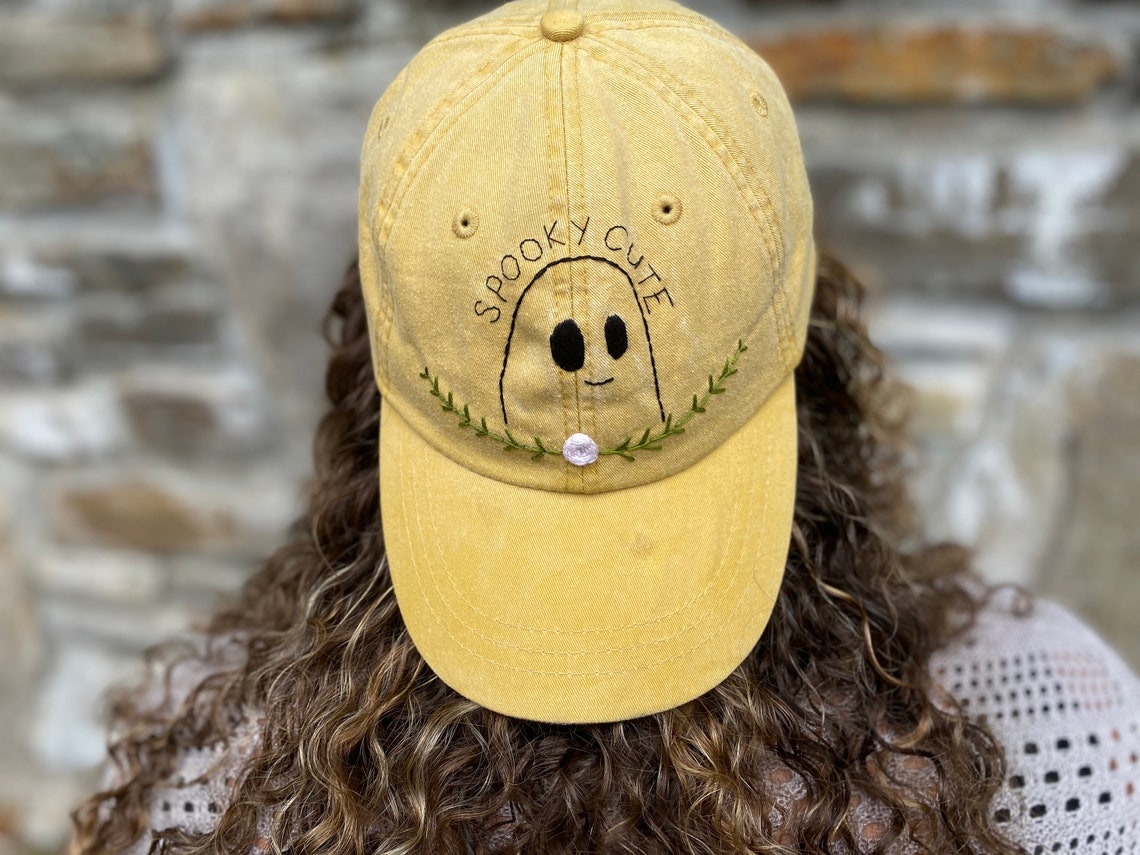 Spooky Cute Hand Embroidered Cute Ghost Hat Stay Spooky | Etsy