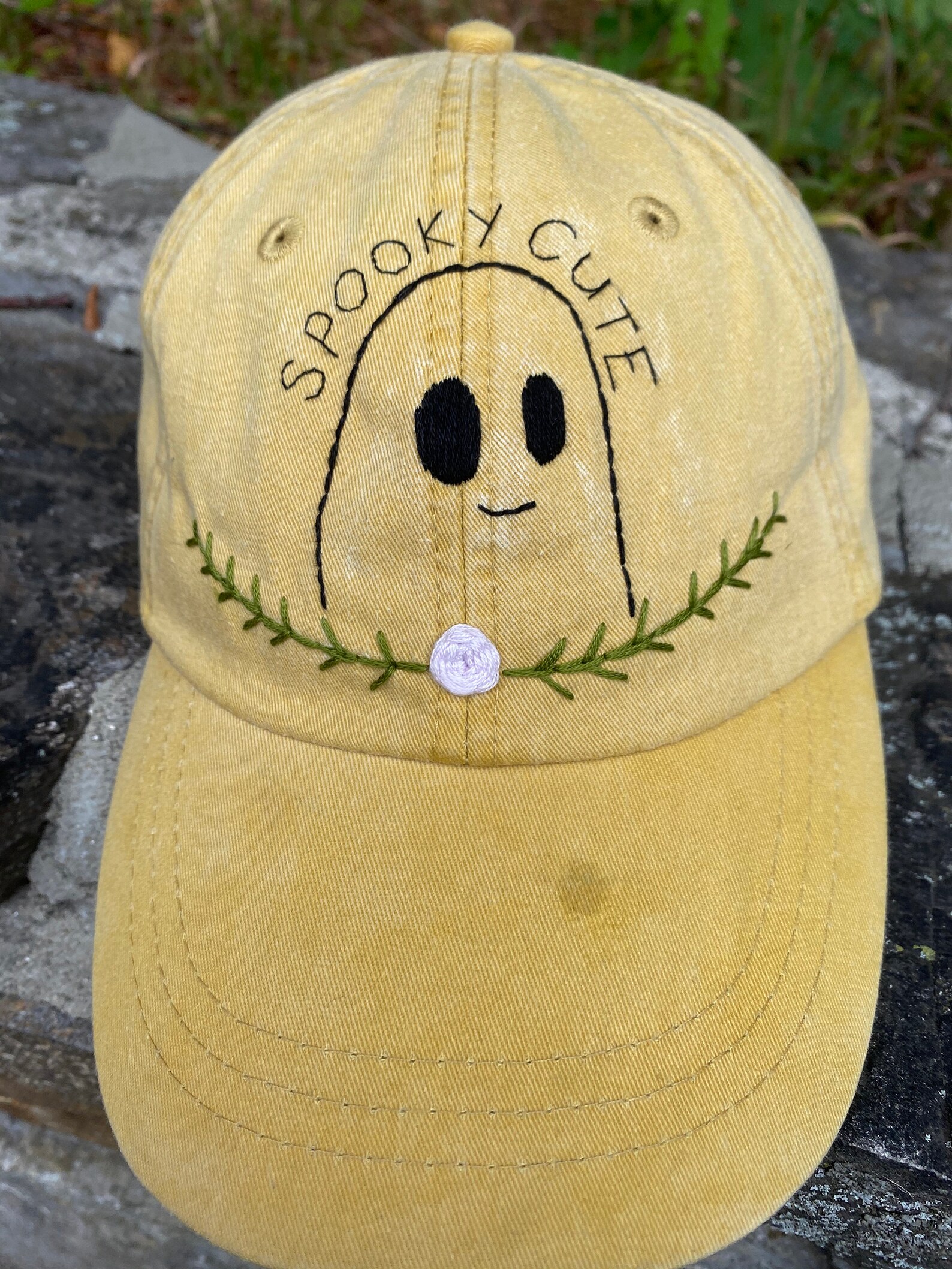 Spooky Cute Hand Embroidered Cute Ghost Hat Stay Spooky - Etsy