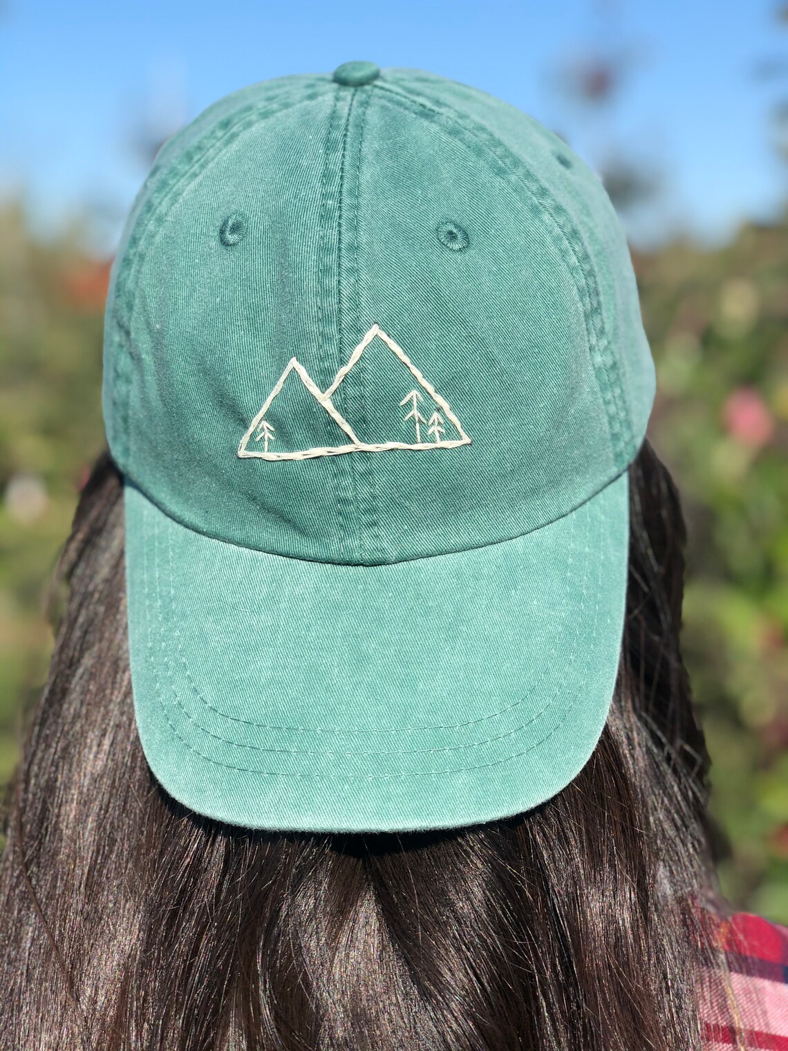 Hand Embroidered Mountain and Tree Nature Dad Hat | Etsy