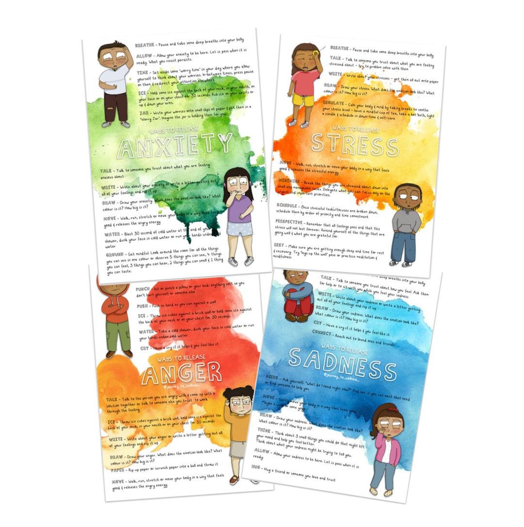 Emotional Regulation Poster Set – Anxiety, Anger, Sadness & Stress ...