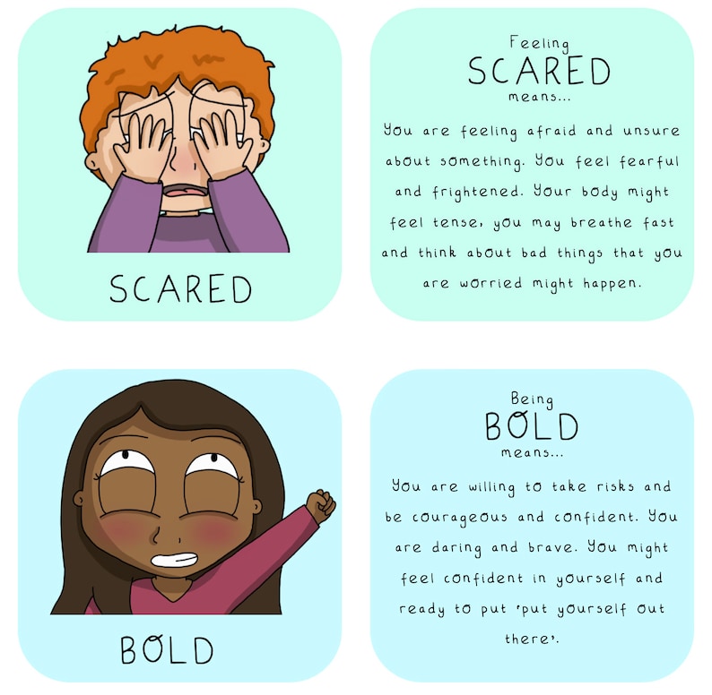 Feelings Vocab Emotional Literacy Flash Cards - Etsy