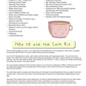Calm Kit Calm Corner Resource for Kids - Journey to Wellness Printable ...
