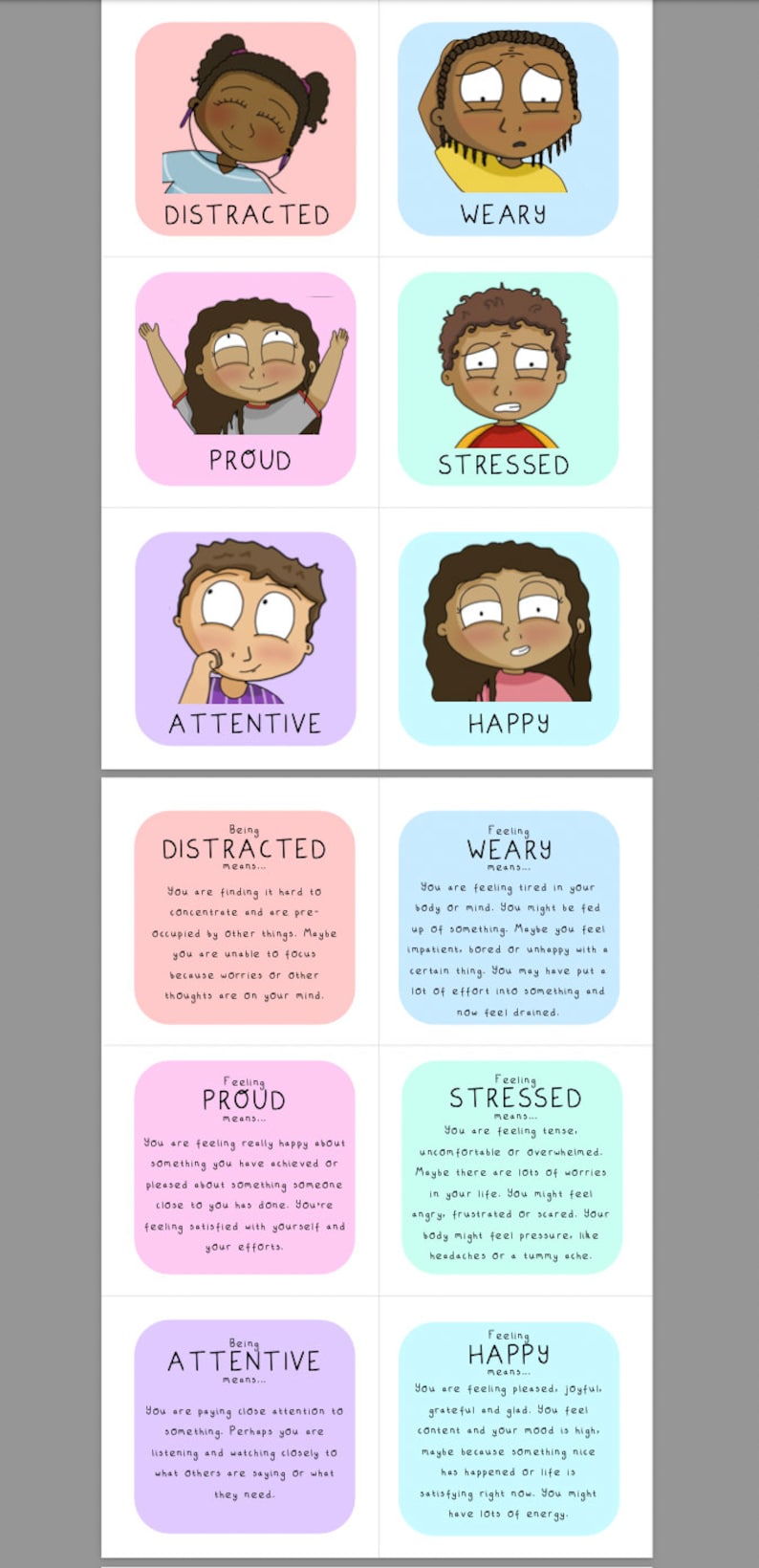 Feelings Vocab Emotional Literacy Flash Cards - Etsy