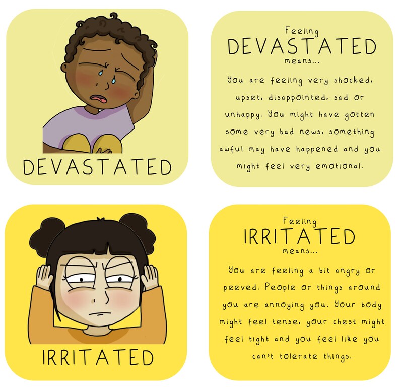 Feelings Vocab Emotional Literacy Flash Cards - Etsy