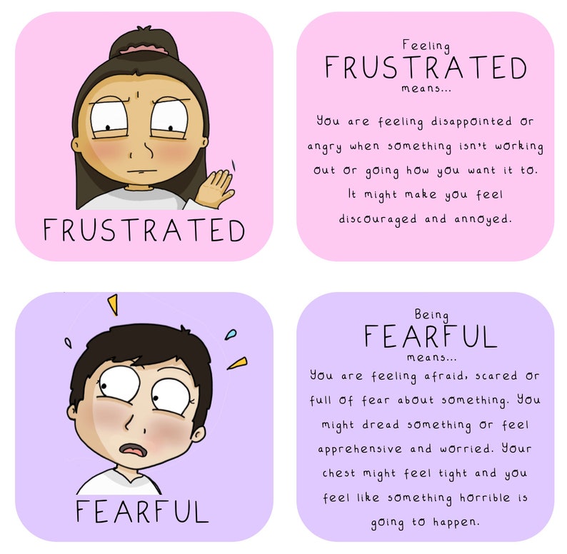 Feelings Vocab Emotional Literacy Flash Cards - Etsy