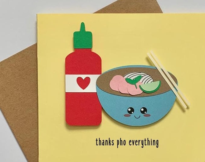 Thanks Pho Everything Cute & Unique Greeting Card, Punny Card, Thank ...