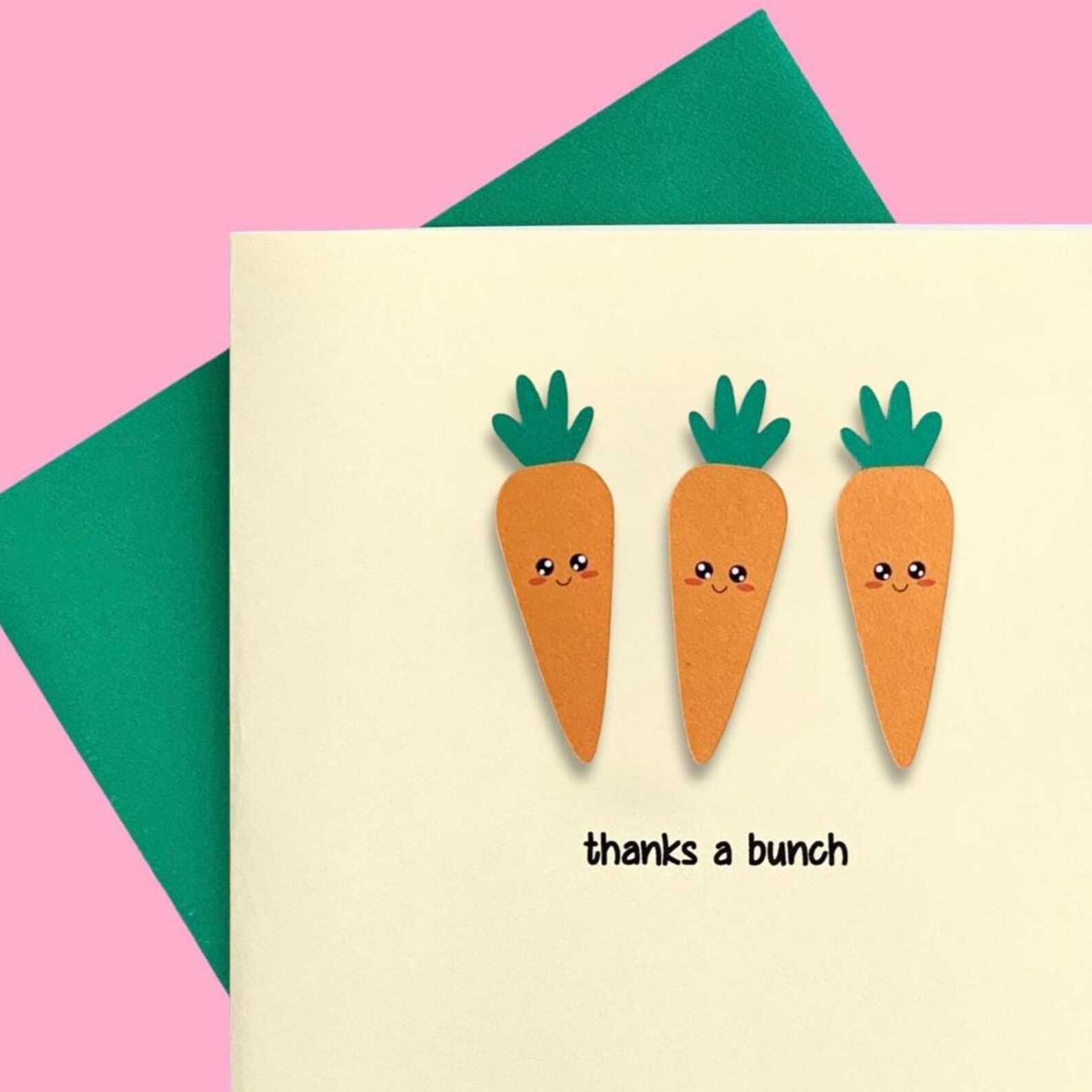 Thanks A Bunch (carrots) || Blank Greeting Card || Cute Thank You Pun ...