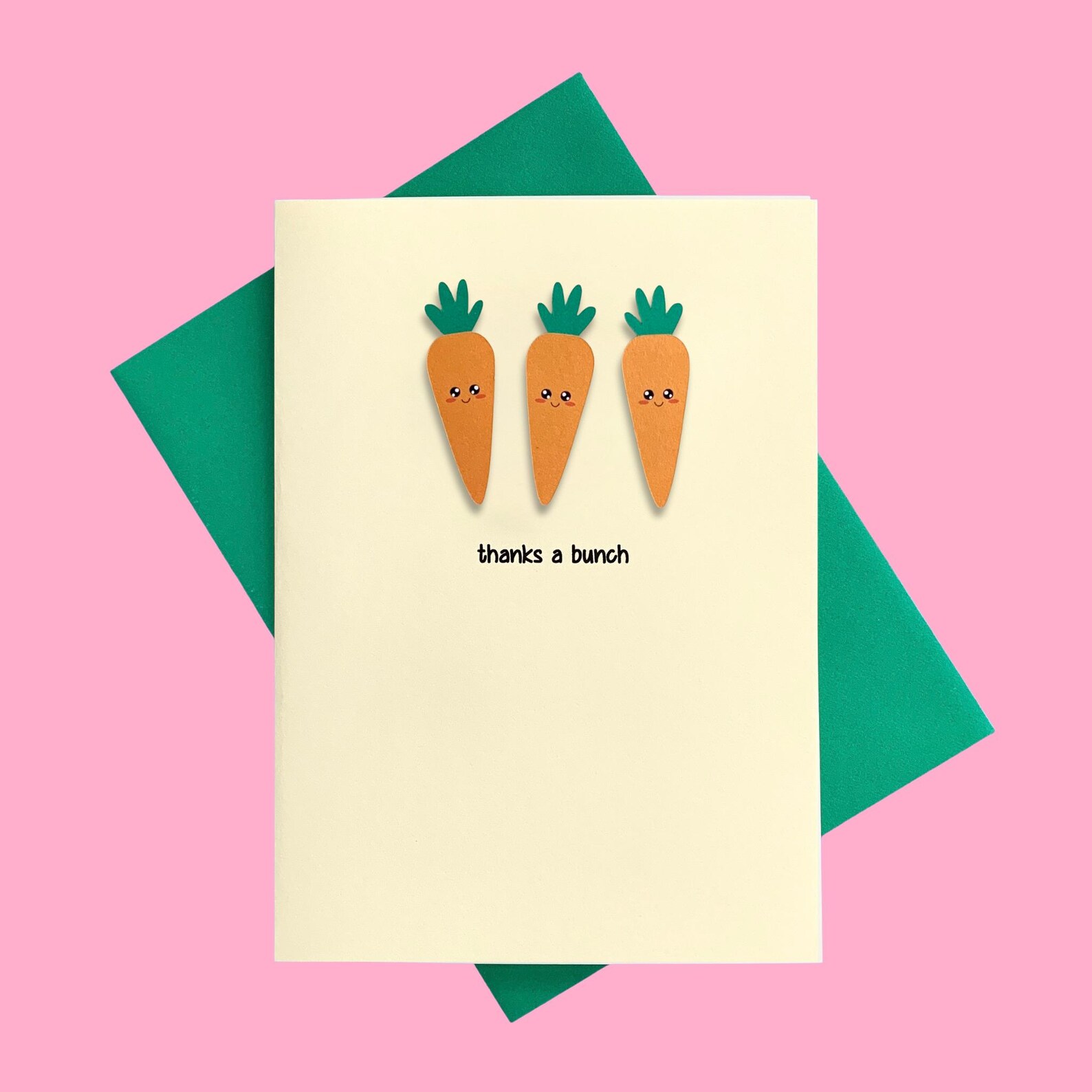 Thanks A Bunch (carrots) || Blank Greeting Card || Cute Thank You Pun ...