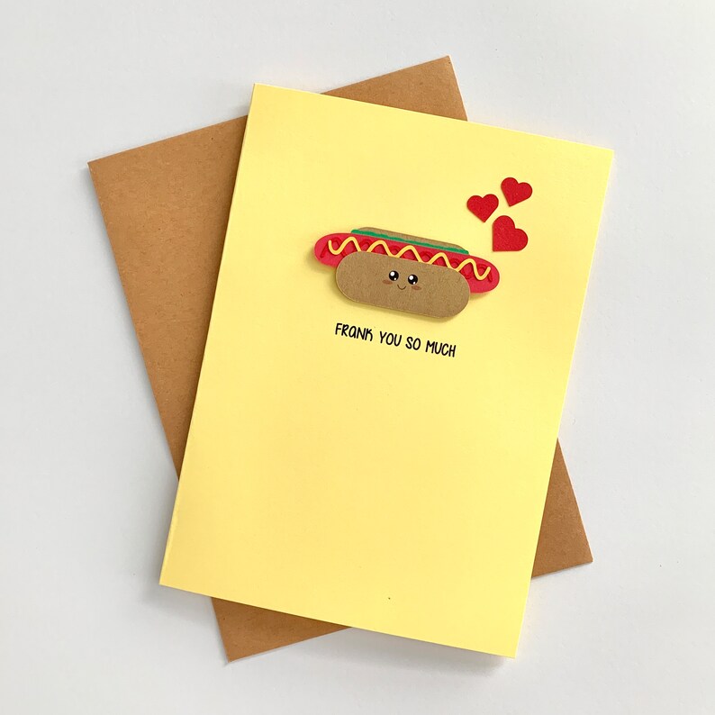 Frank You so Much Cute Thank You Card Hot Dog Pun - Etsy