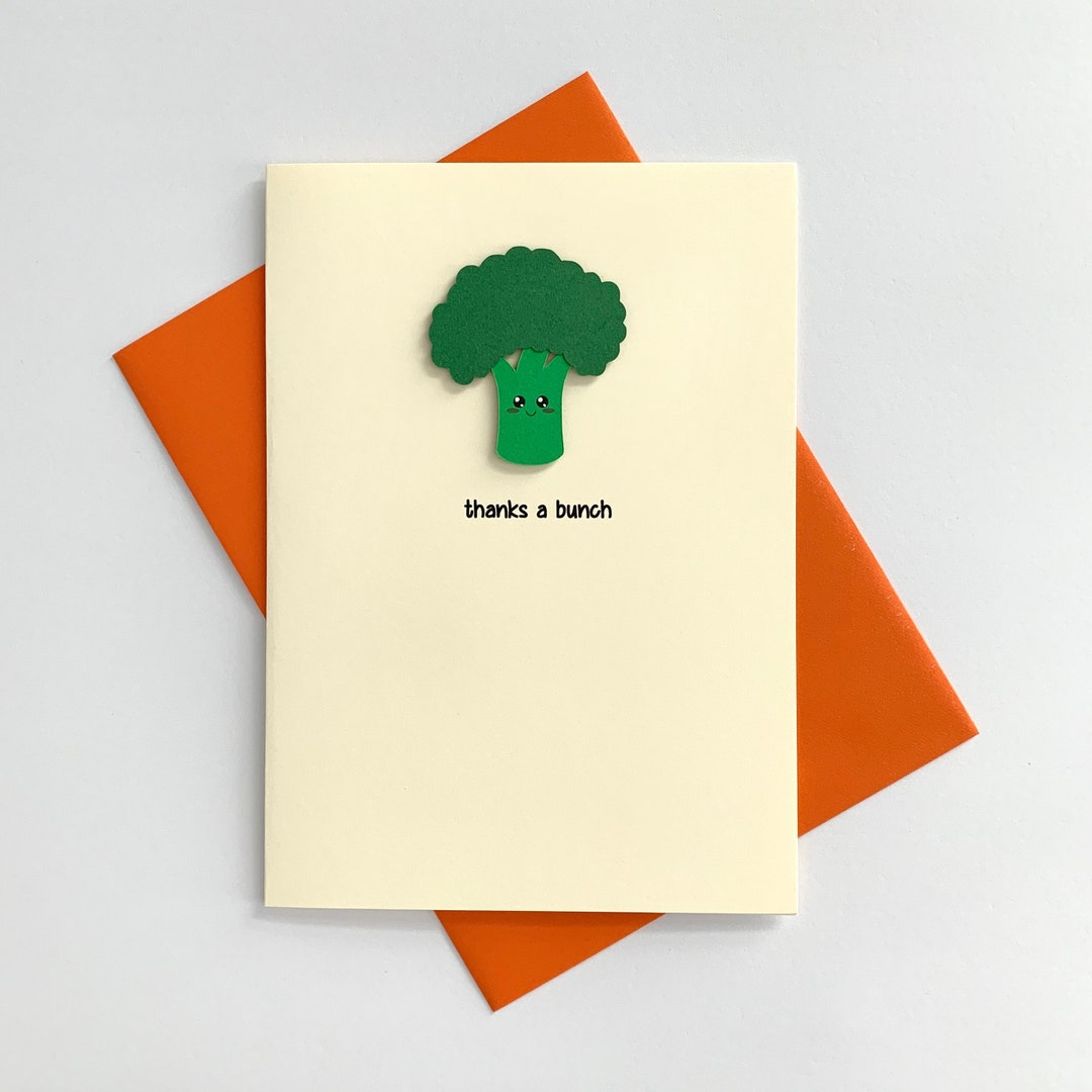 Thanks A Bunch broccoli Cute Thank You Card - Etsy