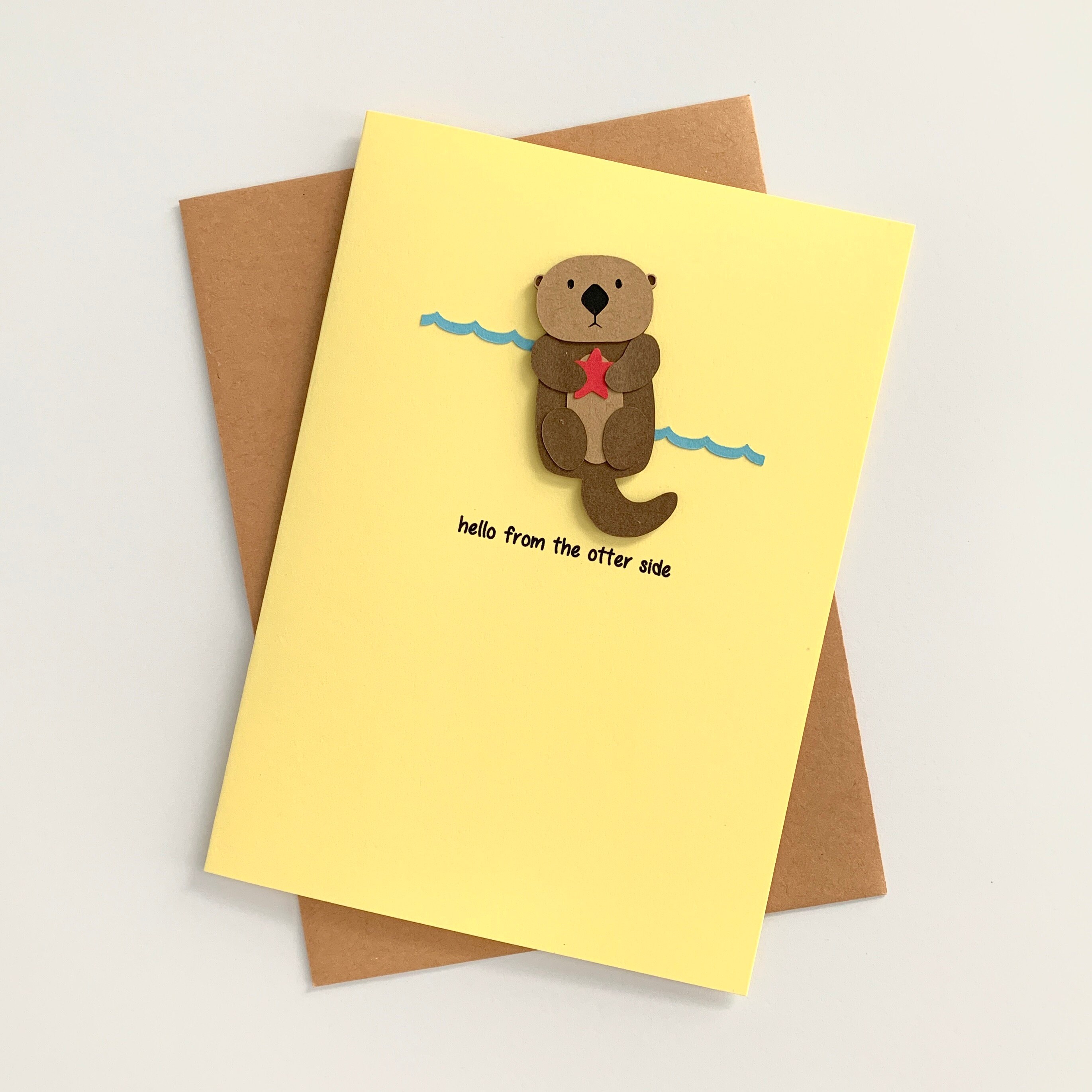 Hello From the Otter Side Blank Greeting Card Cute Animal Pun Otters ...
