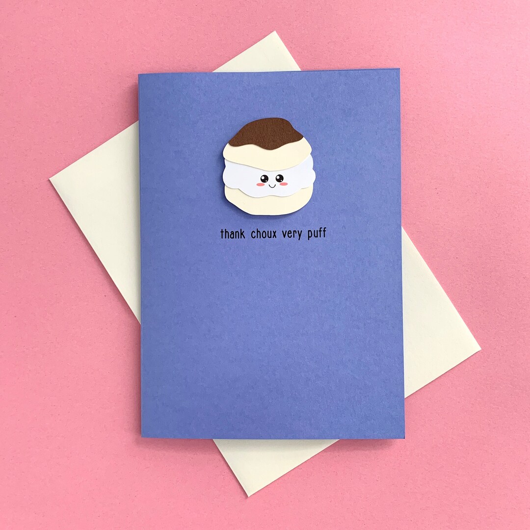 Thank Choux Very Puff Cute Thank You Card Cream Puff Pun - Etsy
