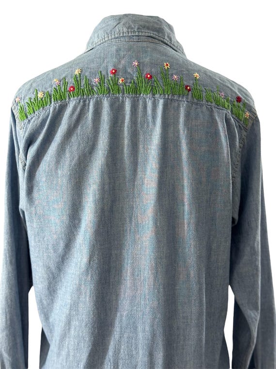 1960’s Western Floral Embroidered Button Down Top by … - Gem