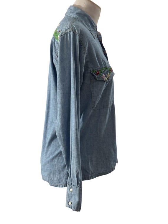 1960’s Western Floral Embroidered Button Down Top by … - Gem