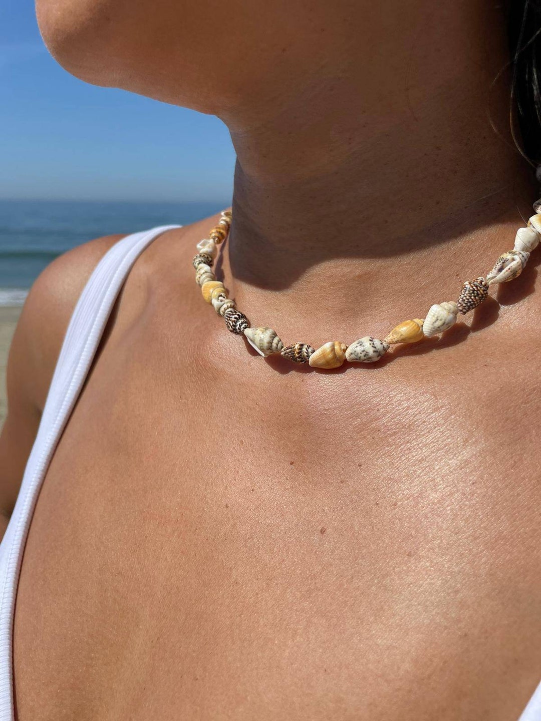 Sea Shells Choker, Ocean Beach Spiral Sea Shells Choker, Macrame ...
