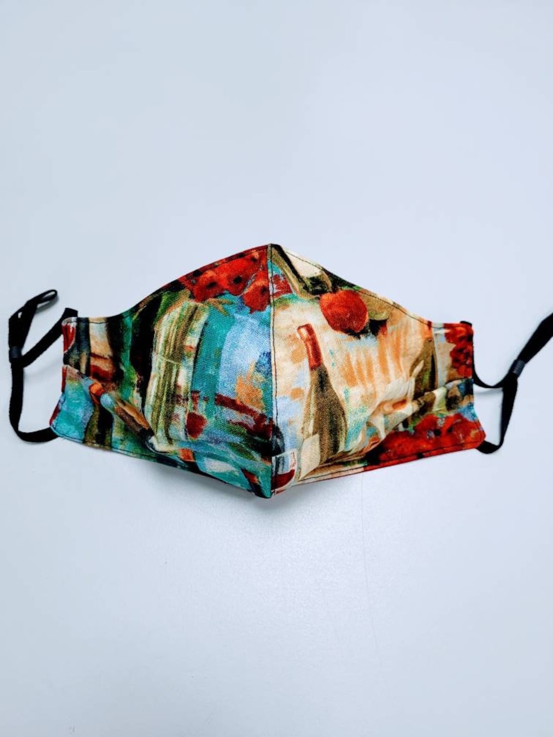 Wine Bottle Print Facemask, Fashionable Adult Face Covering, Washable ...