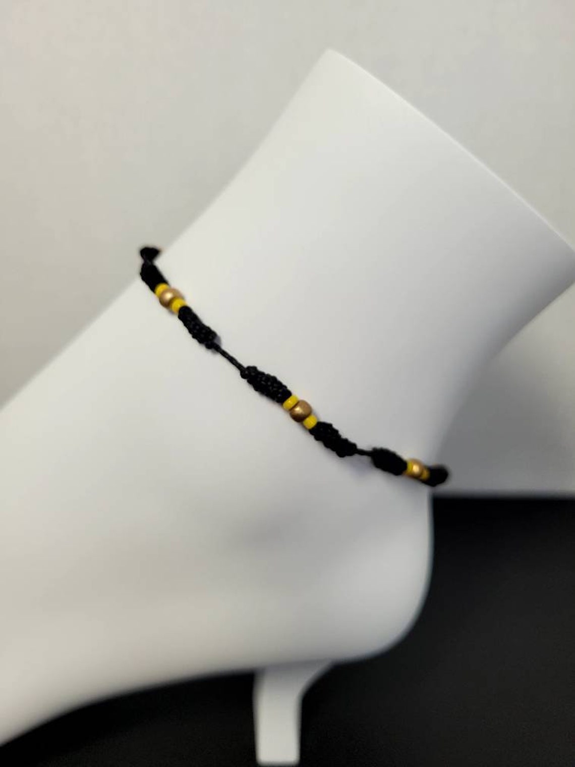 Macrame Anklets With Seed Beads, Black Anklets Colored Beads, Handmade Macrame Anklets ...