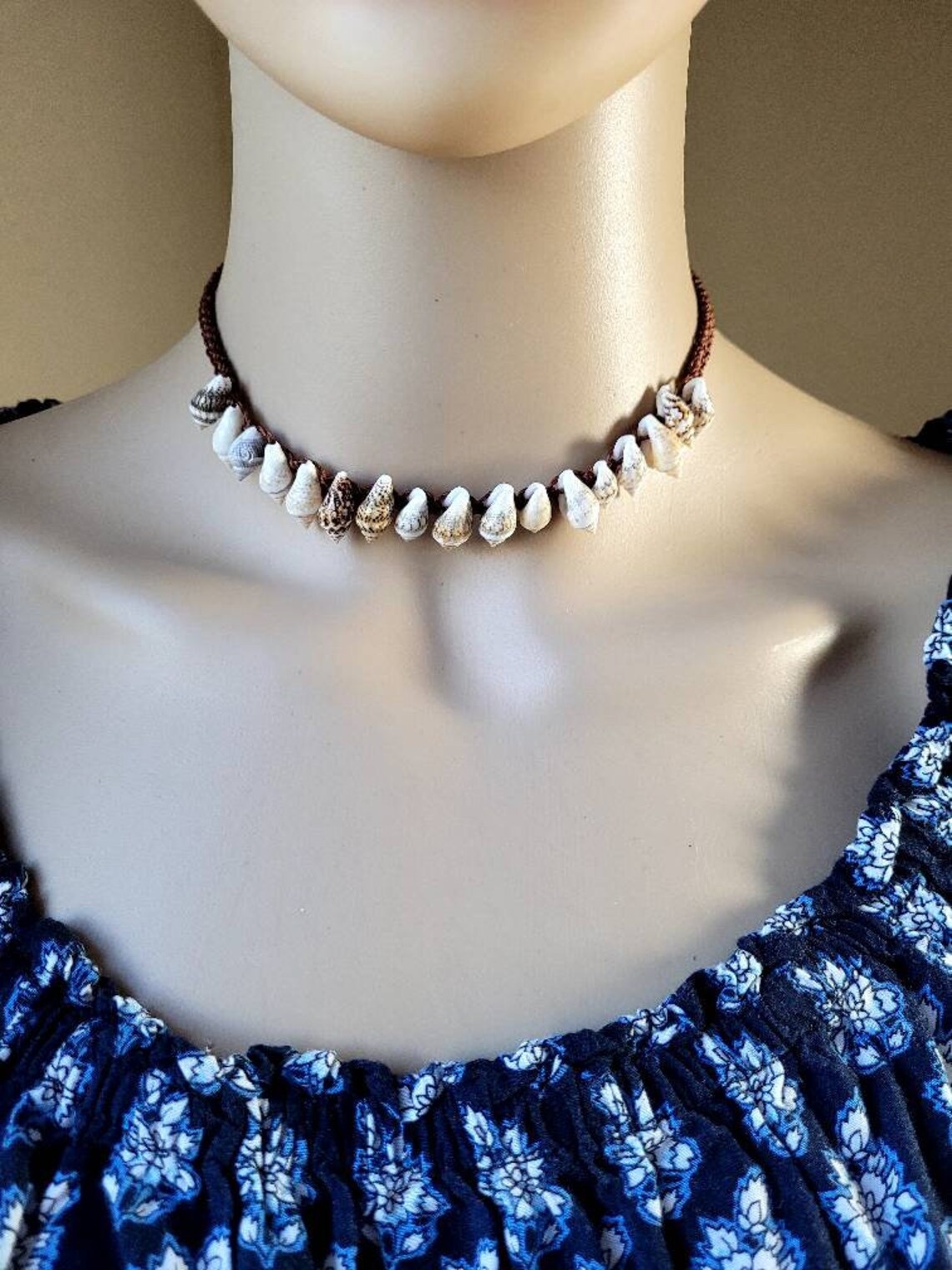 Macrame Sea Shells Choker, Spiral Sea Shells Choker, Ocean Beach ...