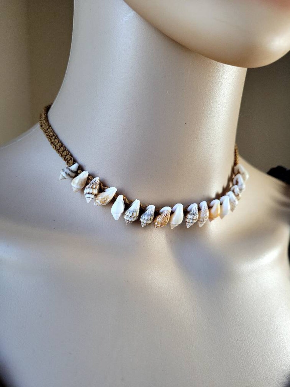 Macrame Sea Shells Choker, Spiral Sea Shells Choker, Ocean Beach ...