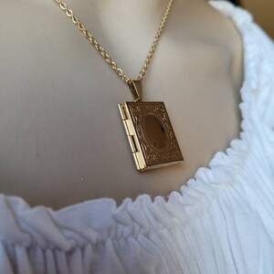 Locket Book Pendant, Vintage Style Gold Locket Pendant, Photo Frame ...