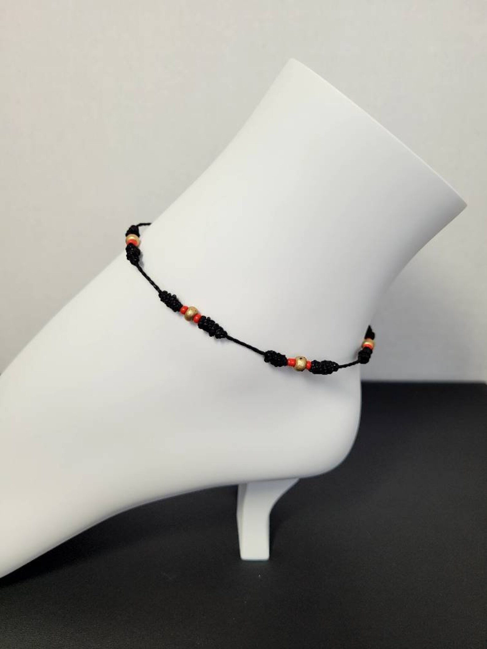 Macrame Anklets With Seed Beads, Black Anklets Colored Beads, Handmade Macrame Anklets ...